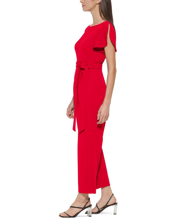 Calvin Klein Tulip-Sleeve Cropped Jumpsuit - Macy's