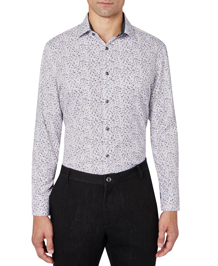 Tallia Mens Slim Fit Non Iron Performance Stretch Floral Print Dress