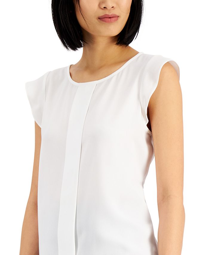 Tahari ASL Pleated Flutter-Sleeve Top - Macy's