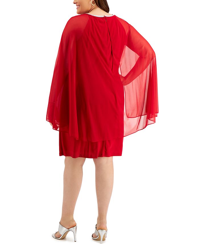 R & M Richards Plus Size Chiffon-Sleeve Rhinestone-Neck Dress & Reviews ...