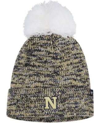 Women's Navy Navy Midshipmen Triple Cross Cuffed Knit Hat with Pom - Macy's