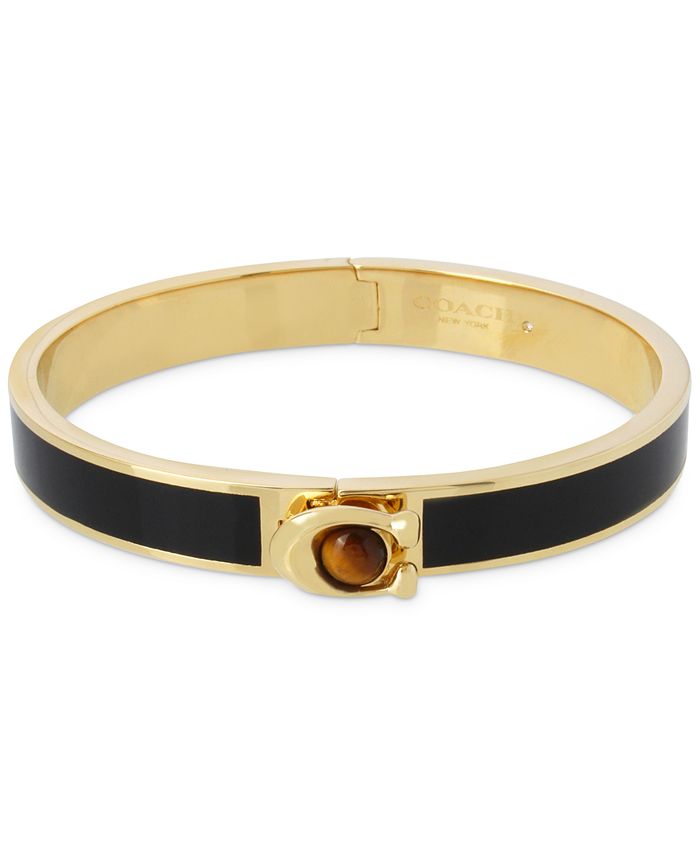 COACH Gold-Tone Signature C & Gemstone Enamel Bangle Bracelet - Macy's