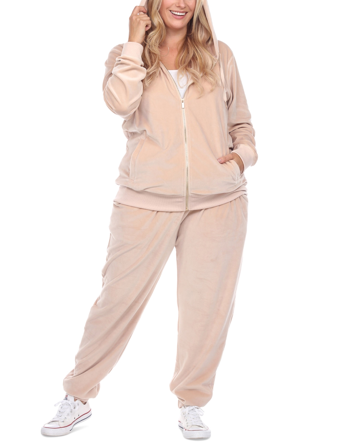 Click here for White Mark Plus Size Velour Tracksuit Loungewear 2... prices