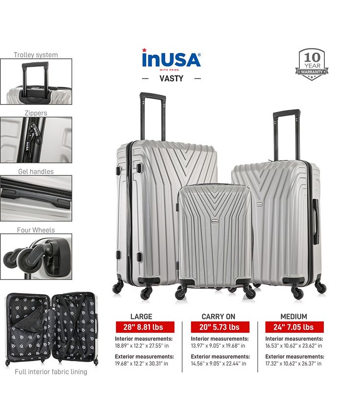 InUSA Vasty Lightweight Hardside Spinner Luggage Set, 3 piece - Macy's