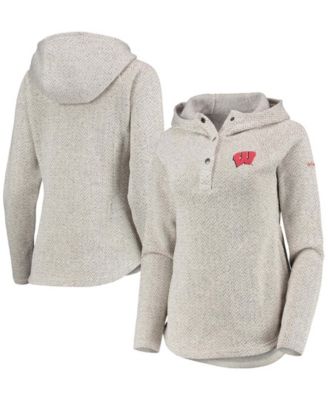 Women's Cream Wisconsin Badgers Darling Days Raglan Fleece Pullover Hoodie