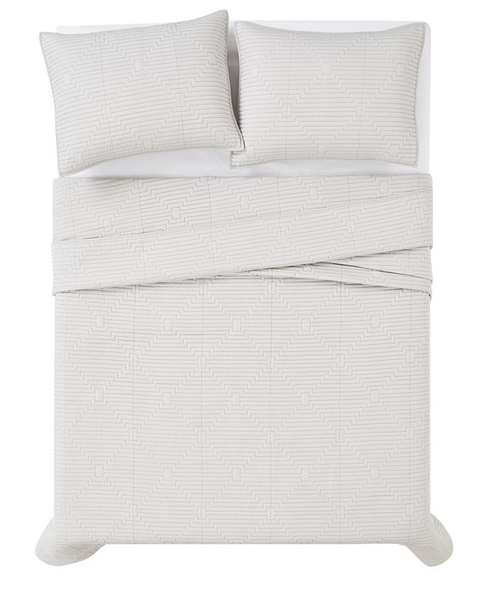 Frye Ray Pick Stitch Embroidered 3 Piece Quilt Set, Full/Queen - Macy's