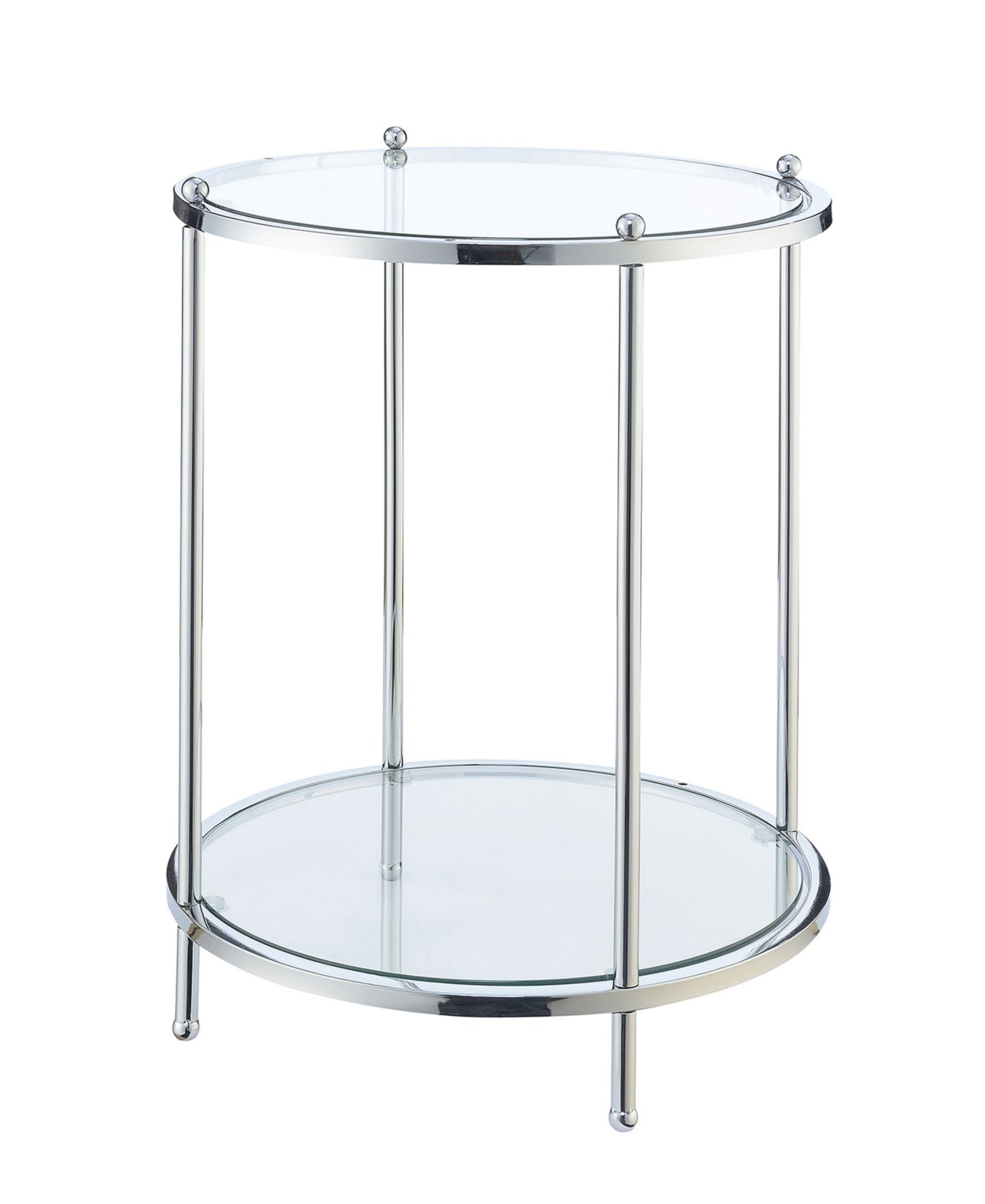 Click here for Royal Crest 2 Tier Round Glass End Table with Shel... prices