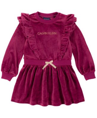 Calvin Klein Little Girls Ruffle-Trim Dress - Macy's
