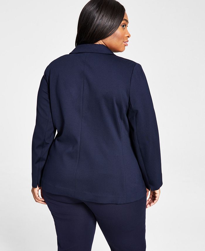 Bar III Plus Size One Button Blazer, Created for Macy's - Macy's