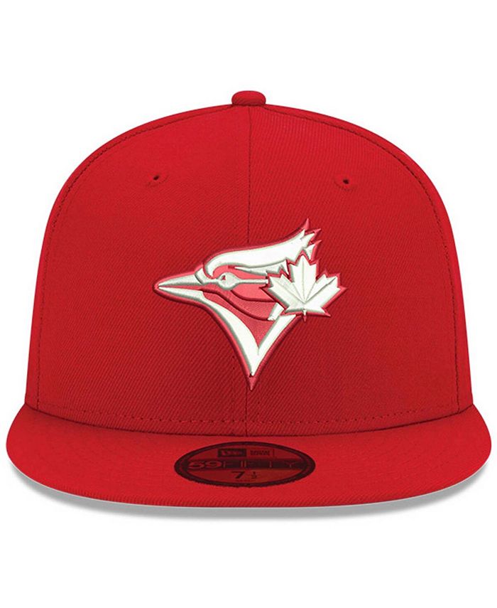 New Era Men's Red Toronto Blue Jays Logo White 59FIFTY Fitted Hat - Macy's