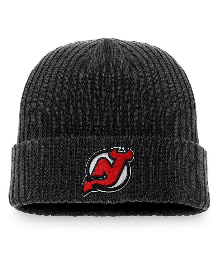 Fanatics Men's Black New Jersey Devils Core Primary Logo Cuffed Knit ...