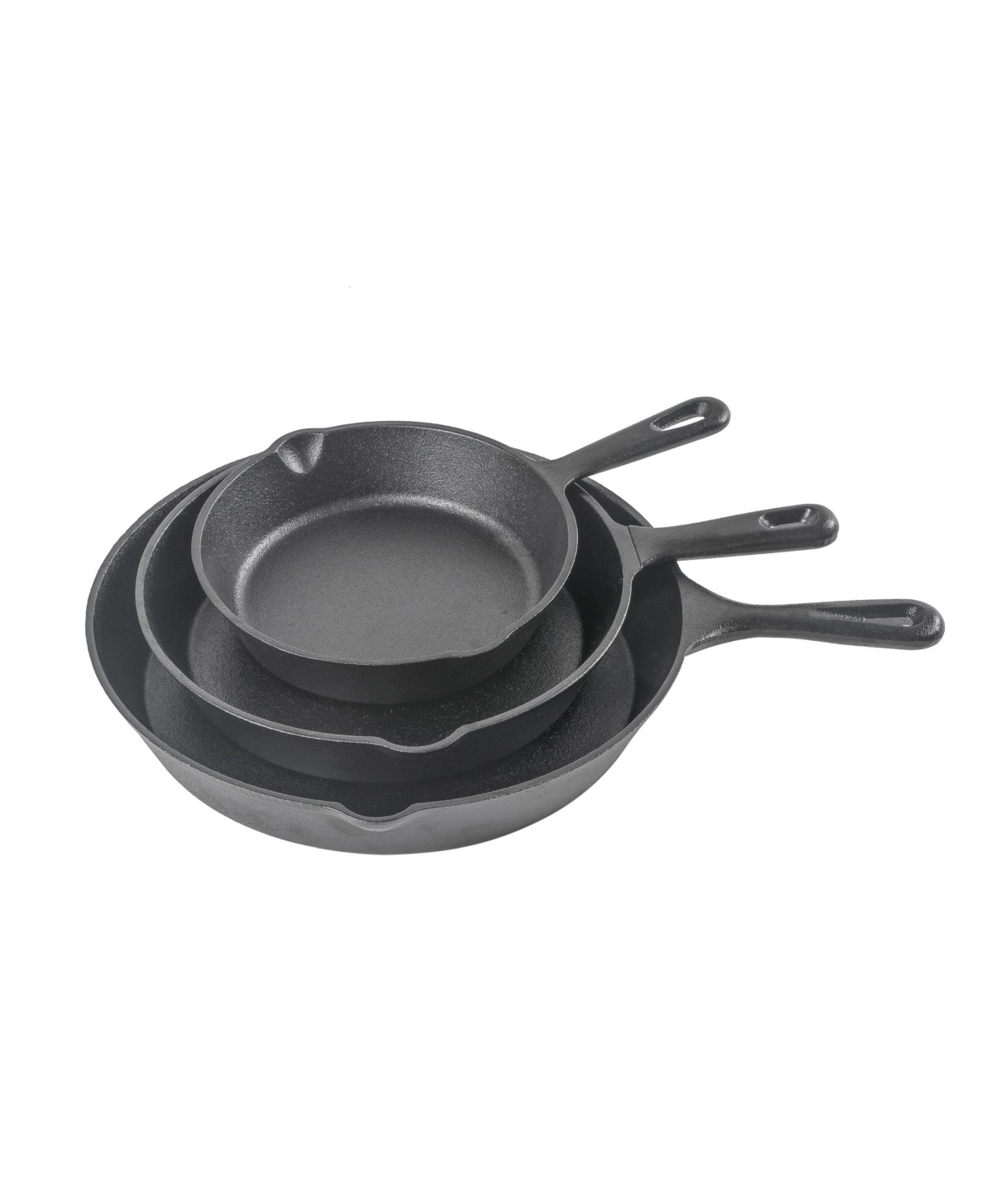 Commercial Chef Cast Iron Skillet Set, 3 Piece In Black | ModeSens