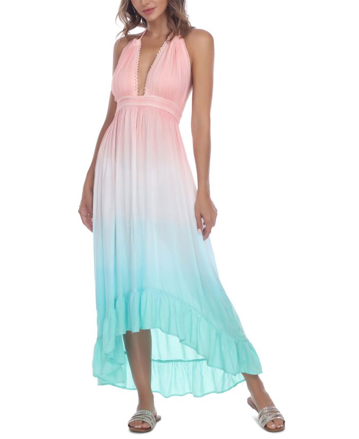 Raviya High-Low Ombre-Dye Halter Cover-Up Dress - Macy's