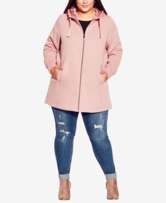 Plus Size Fleece Hood Fashion Coat - Macy's