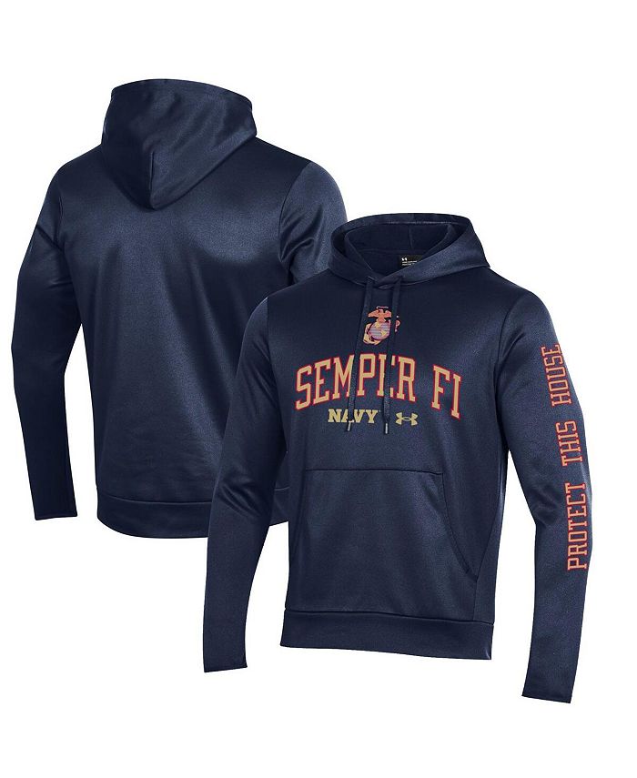 Under Armour Men's Navy Navy Midshipmen Rivalry USMC 2-Hit Fleece ...