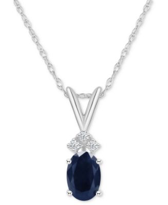 Sapphire (1 ct. t.w.) & Diamond Accent 18" Pendant Necklace in 14k ...