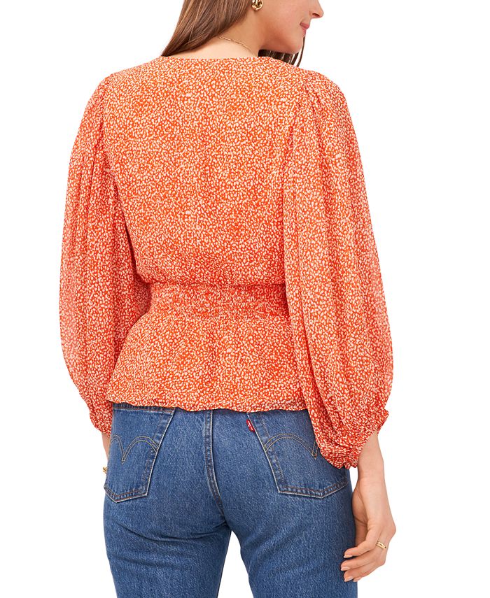 Sam & Jess Floral-Print Smocked Top - Macy's