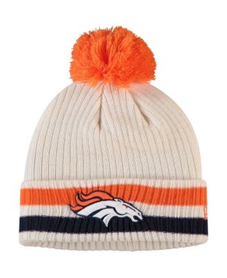 Big Boys White Denver Broncos Retro Cuffed Knit Hat with Pom - Macy's