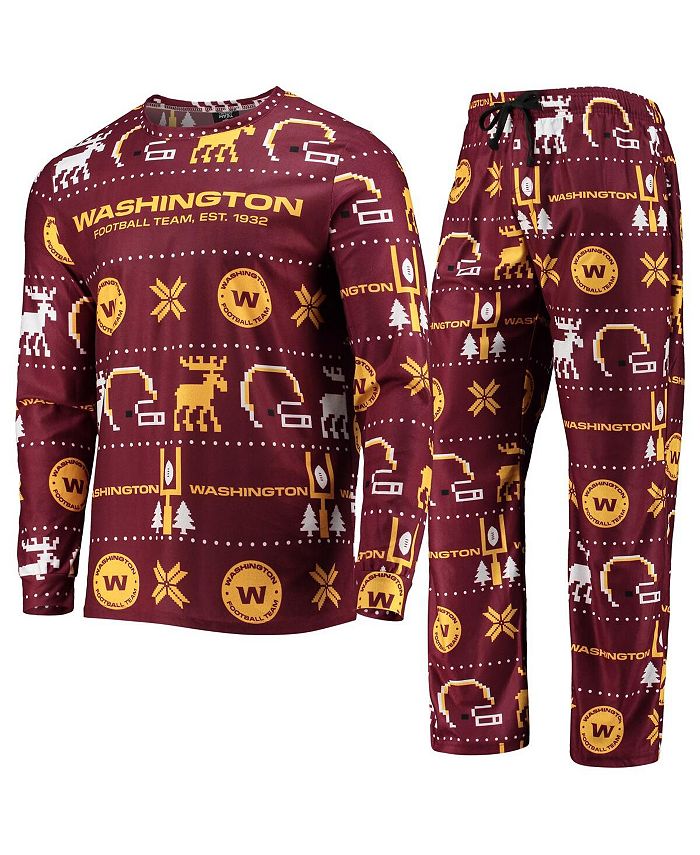 FOCO Men's Burgundy Washington Football Team Wordmark Ugly Pajama Set ...