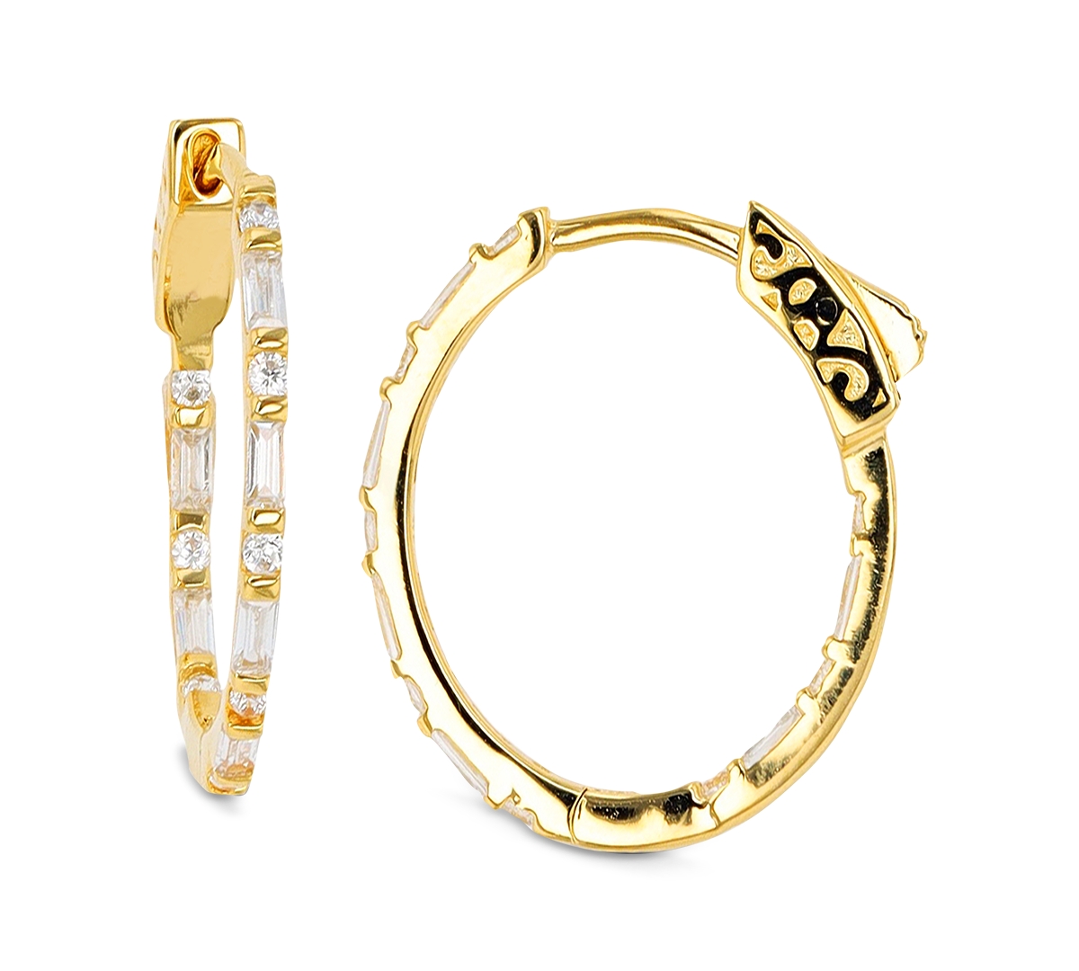 Click here for Lab-Grown Ruby Small Hoop Earrings in Sterling Sil... prices