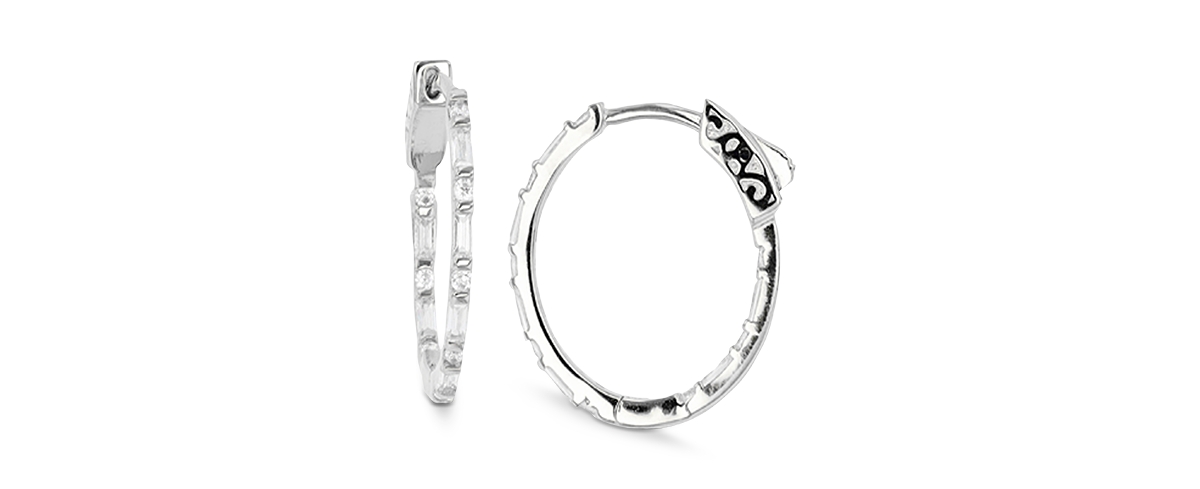 Click here for Lab-Grown Ruby Small Hoop Earrings in Sterling Sil... prices