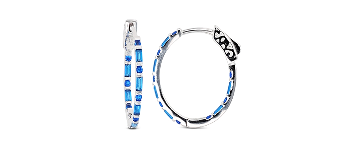 Click here for Lab-Grown Ruby Small Hoop Earrings in Sterling Sil... prices