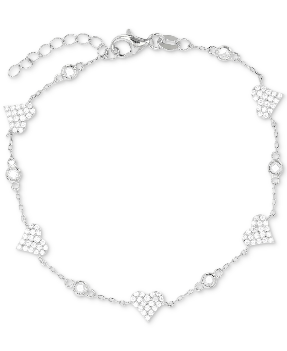 Click here for Cubic Zirconia Heart Cluster Chain Bracelet - Whit... prices