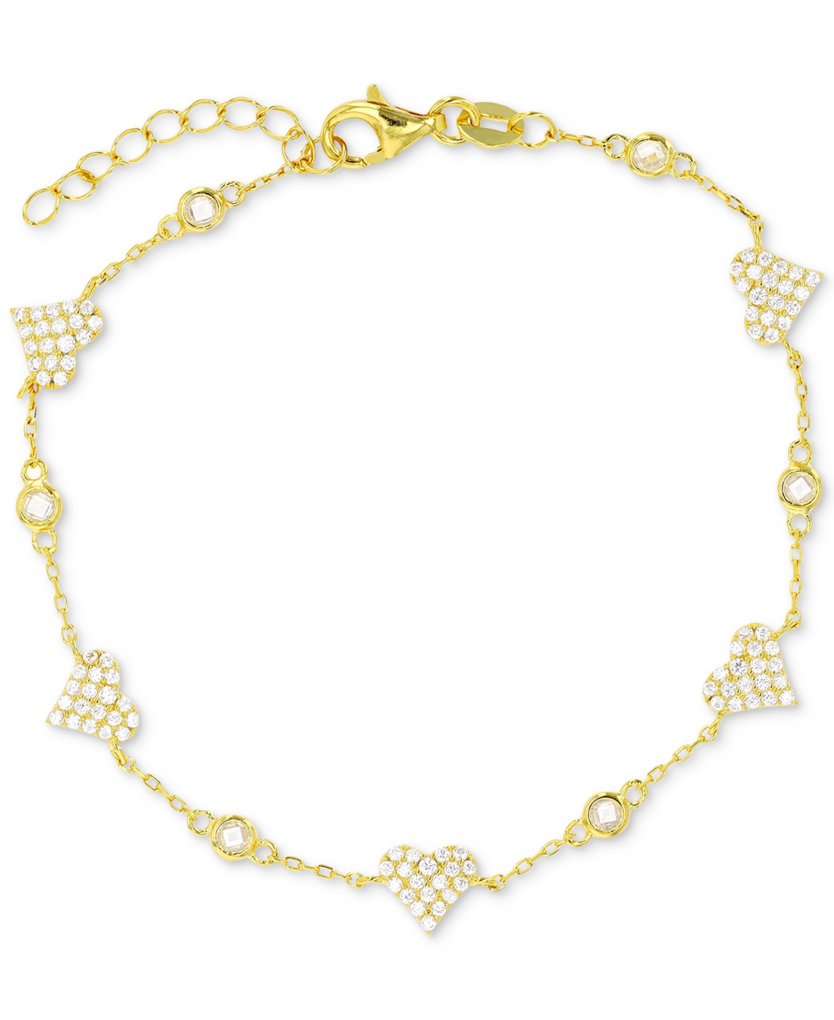 Click here for Cubic Zirconia Heart Cluster Chain Bracelet - Yell... prices