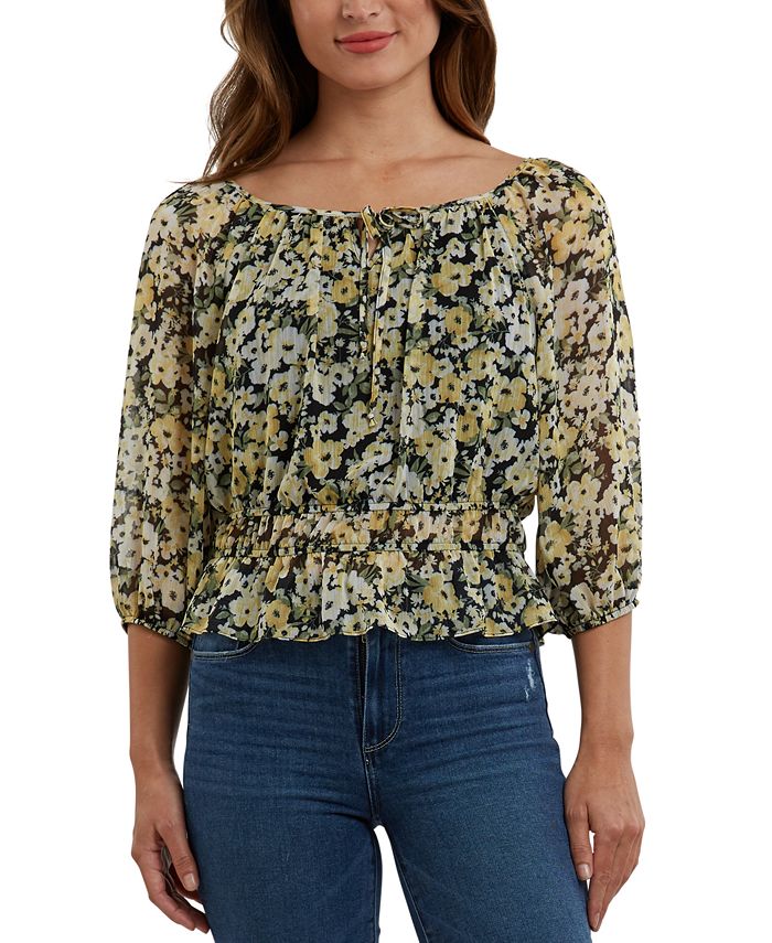 BCX Juniors' Printed Peplum Top - Macy's