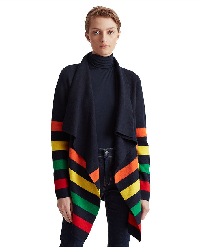 Lauren Ralph Lauren Striped Wool Cardigan - Macy's