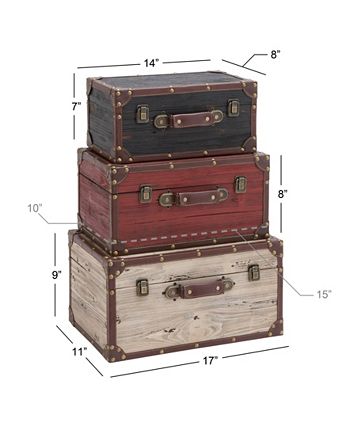 Rosemary Lane Wood Farmhouse Trunk, Set of 3 - Macy's
