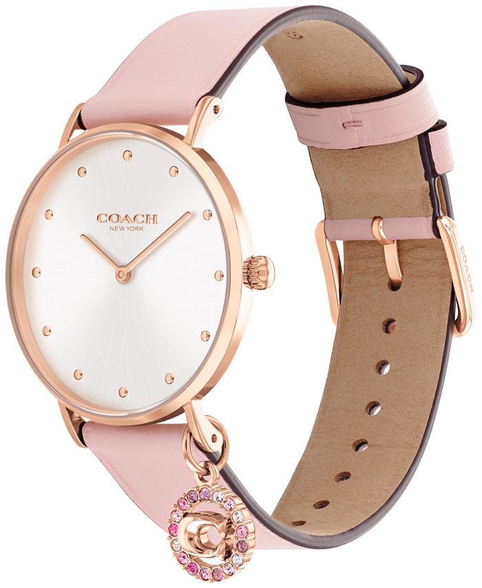 COACH Women's Perry Blossom Leather Strap Watch 36mm - Macy's