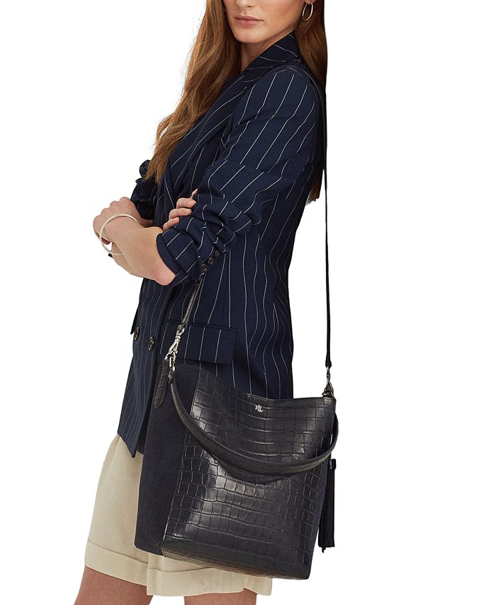 Lauren Ralph Lauren Embossed Medium Adley Shoulder Bag - Macy's