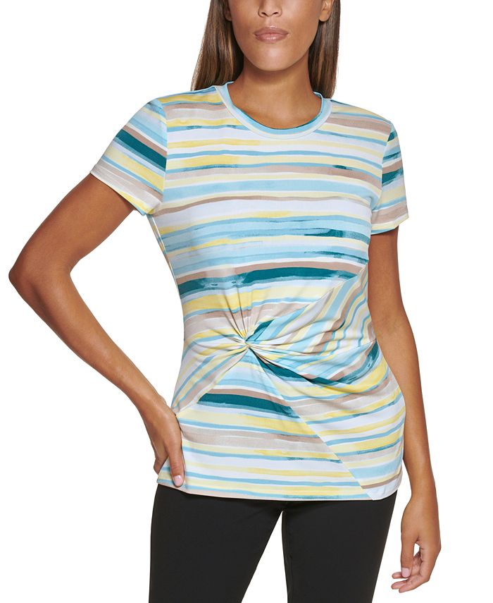 DKNY Striped Side-Knot Top - Macy's