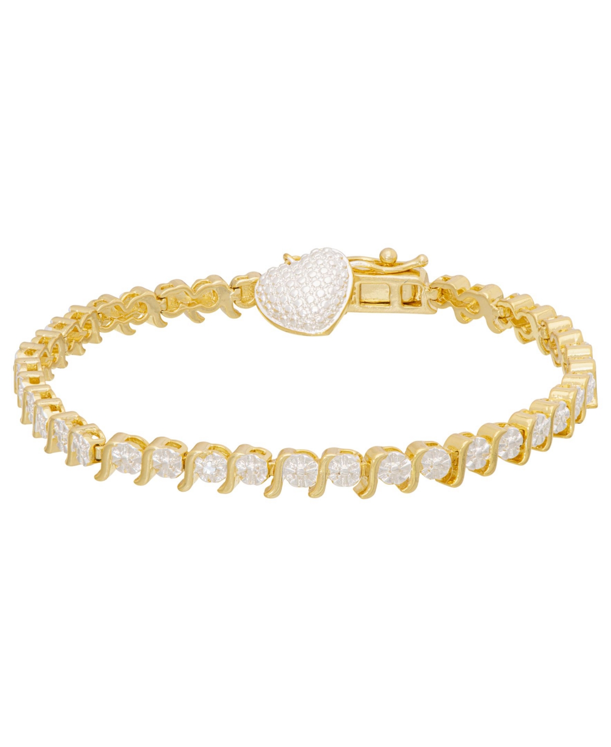 Click here for Diamond Accent S Design Heart Charm Bracelet - Gol... prices