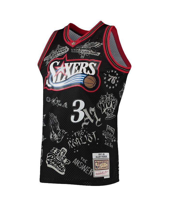 Mitchell & Ness Men's Allen Iverson Black Philadelphia 76ers 1997-98 ...