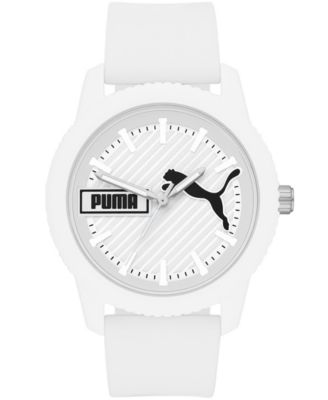 Puma Women's Ultrafresh Three-Hand White Silicone Strap Watch 48mm - Macy's