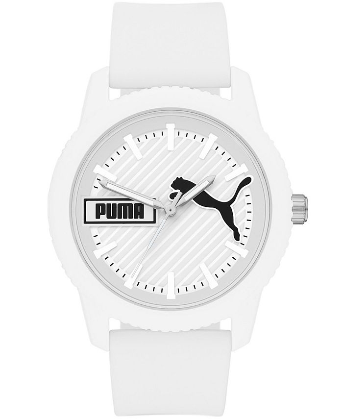 Puma Women's Ultrafresh Three-Hand White Silicone Strap Watch 48mm - Macy's