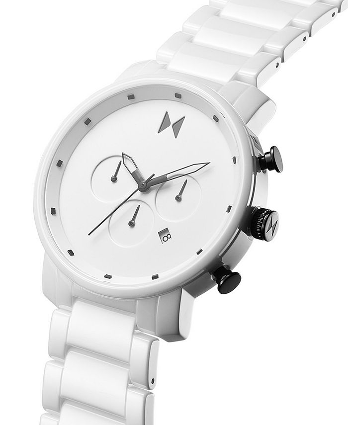 MVMT Chrono White Ceramic Bracelet Watch 45mm - Macy's