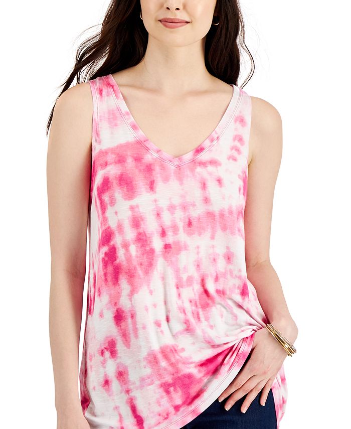 Style & Co Women's Tie-Dyed Drapey Tank Top, Created for Macy's - Macy's