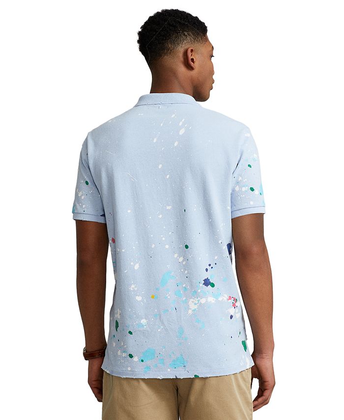 Polo Ralph Lauren Men's Custom Classic Fit Paint-Splatter Mesh Polo - Macy's