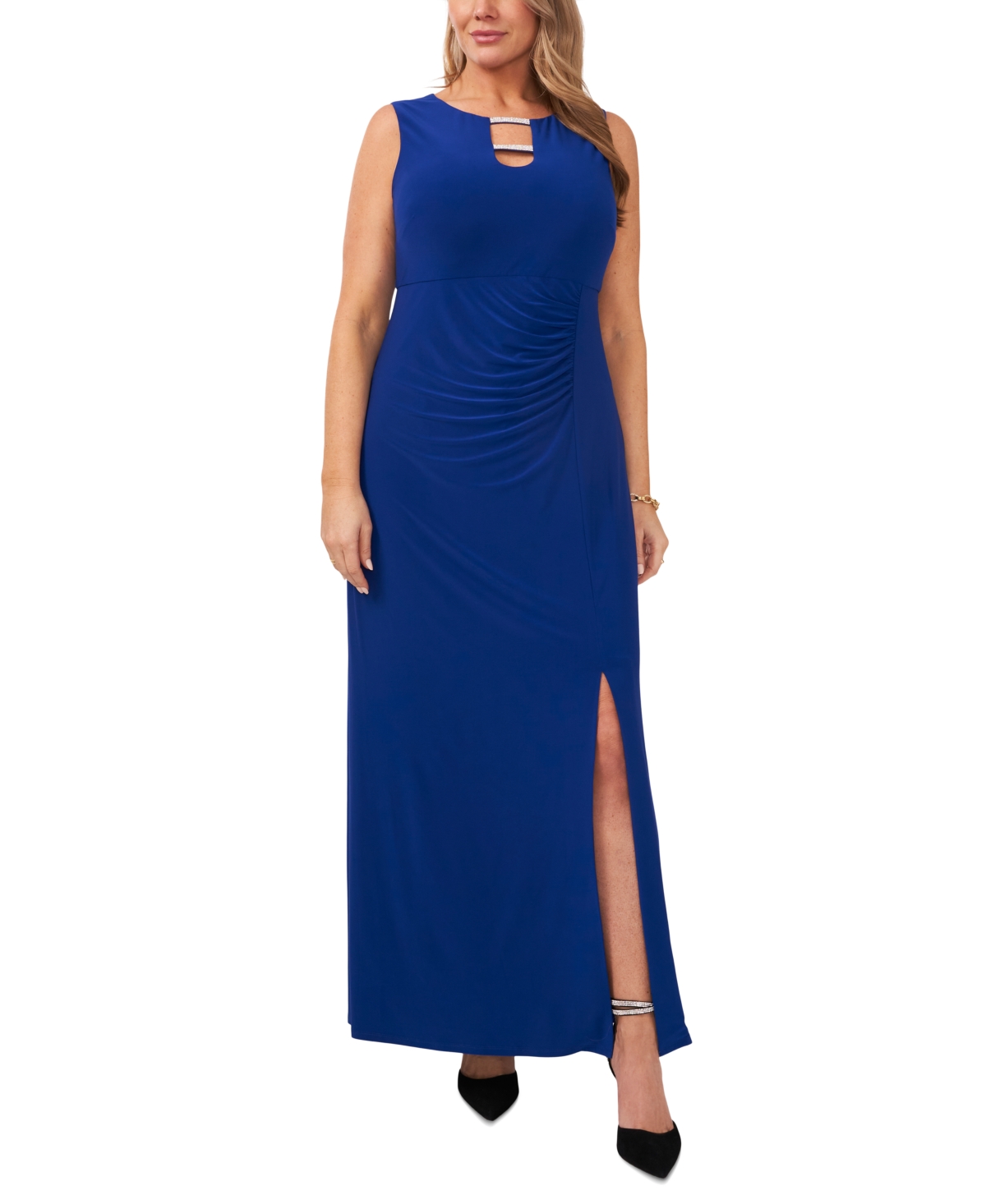 Msk Plus Size Rhinestone-embellished Gathered-waist Gown In Goddess ...