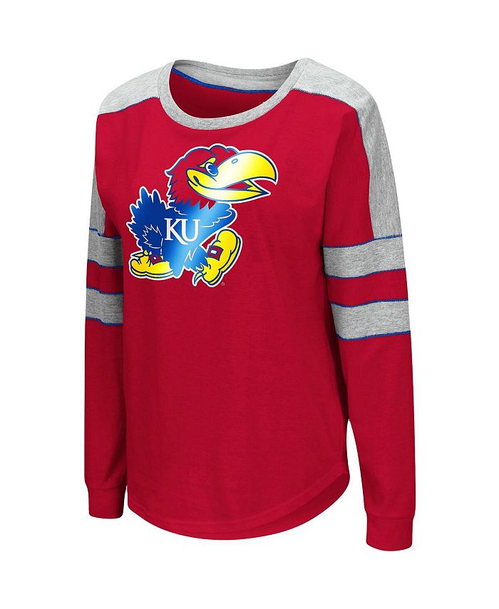 Colosseum Women's Red Kansas Jayhawks Trey Dolman Long Sleeve T-shirt ...