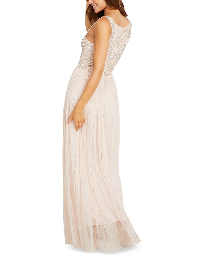 QUIZ Sequin-Topped Chiffon Gown - Macy's