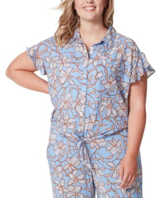 Jessica Simpson Trendy Plus Size Rhea Flutter-Sleeve Top - Macy's