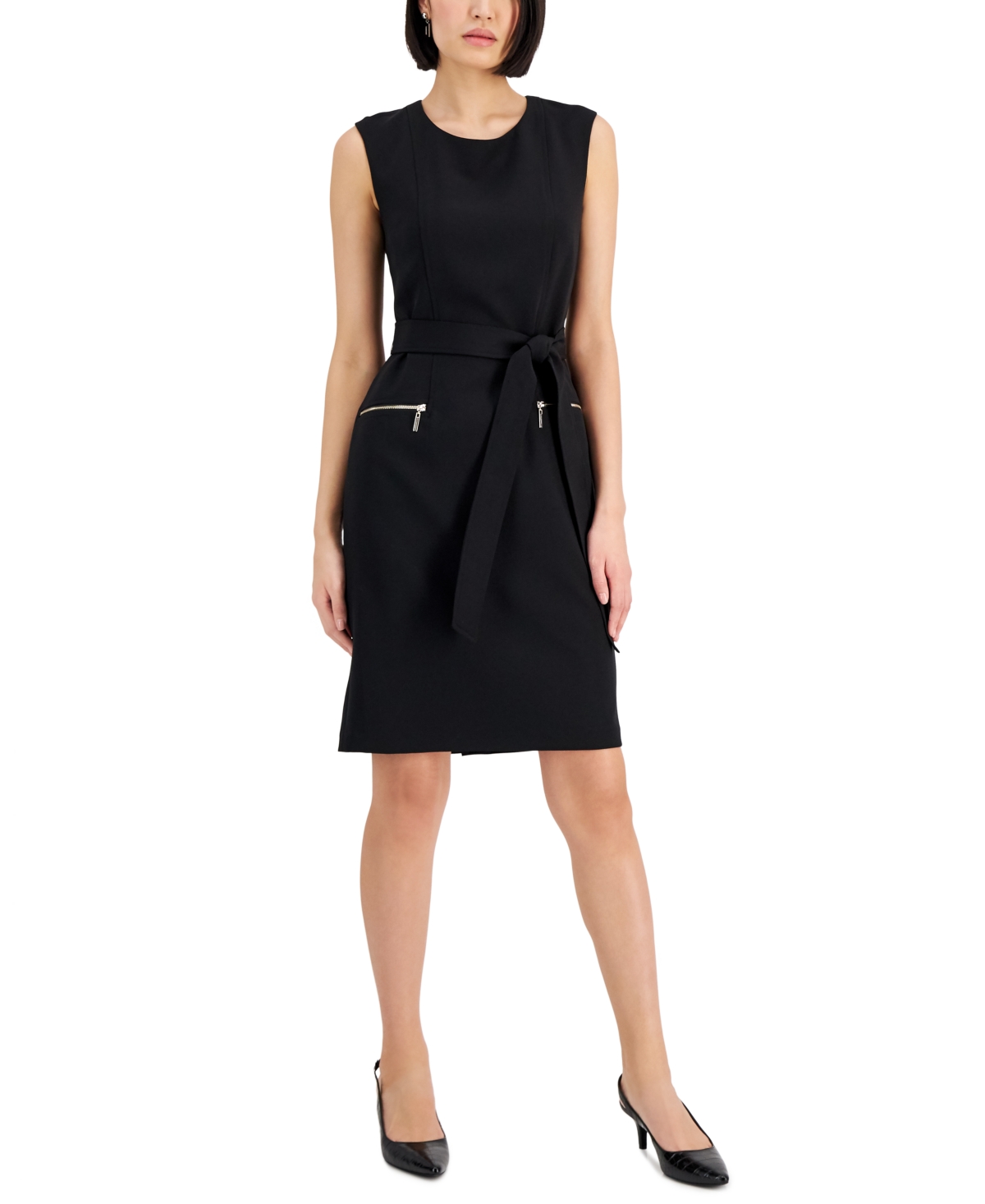 Kasper Women's Belted Sheath Dress In Black | ModeSens
