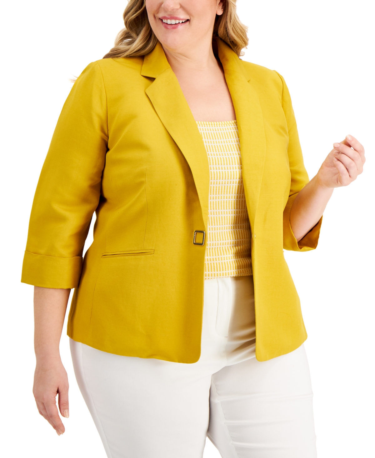 Plus Size Linen Blazer