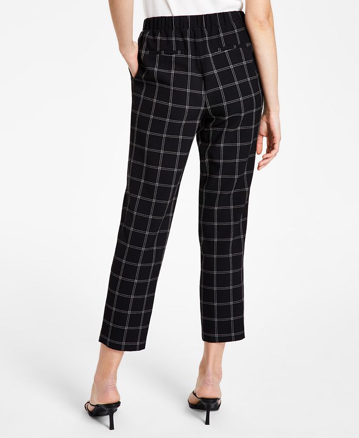 Bar III Women's Windowpane Print Pull-On Pant - Macy's