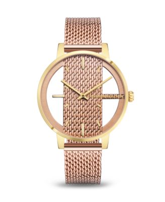 BCBGMAXAZRIA Women's 2 Hands Rose Gold-Tone Stainless Steel Mesh Watch ...