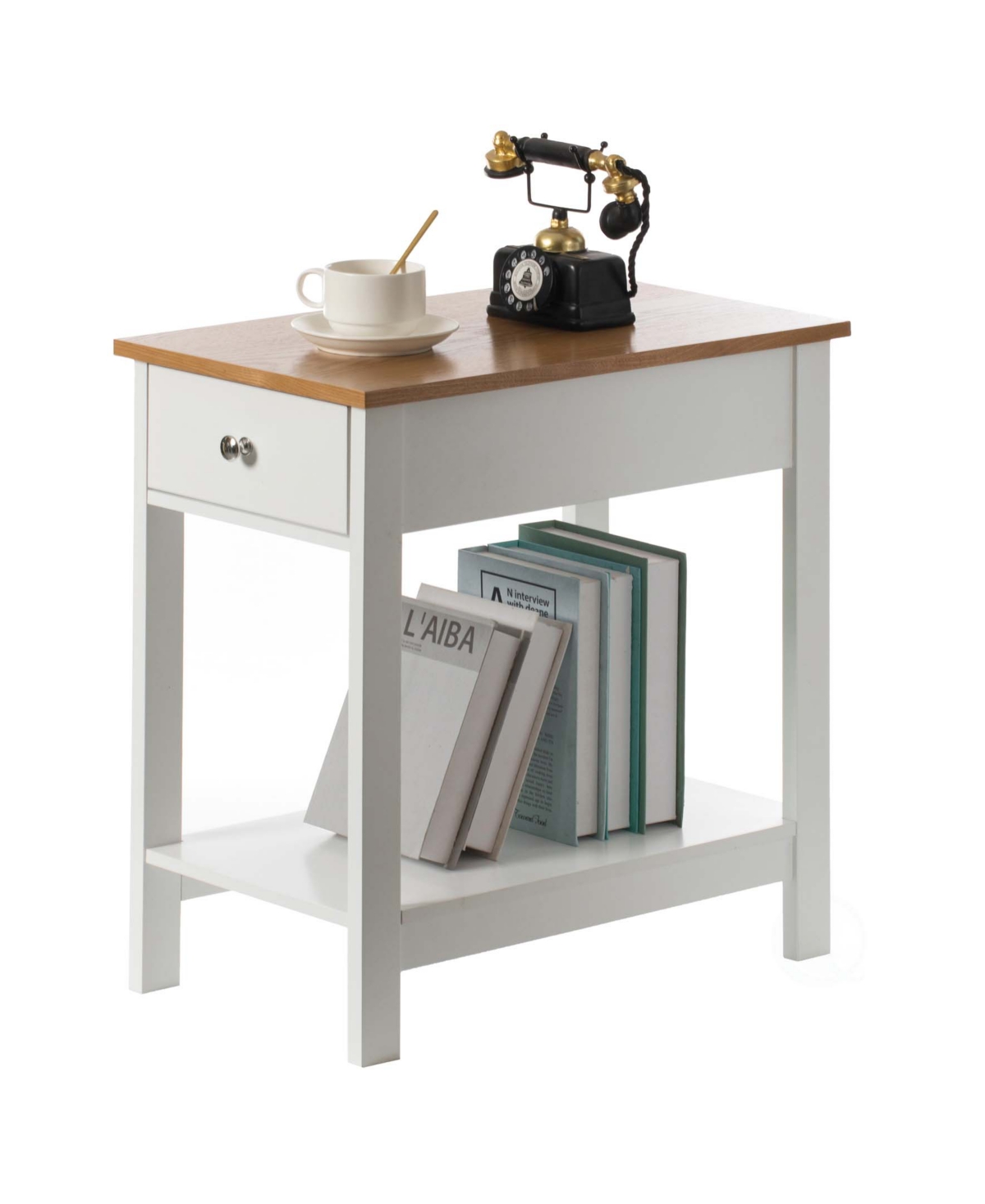 Click here for Basicwise White End or Sofa Side Table With Wooden... prices